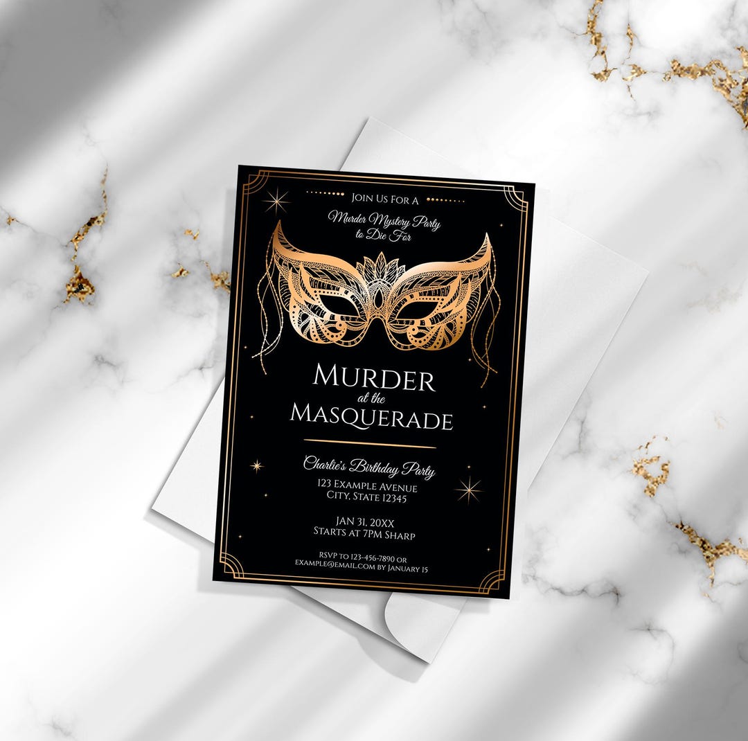 Murder at the Masquerade Murder Mystery Party Invitation Template ...