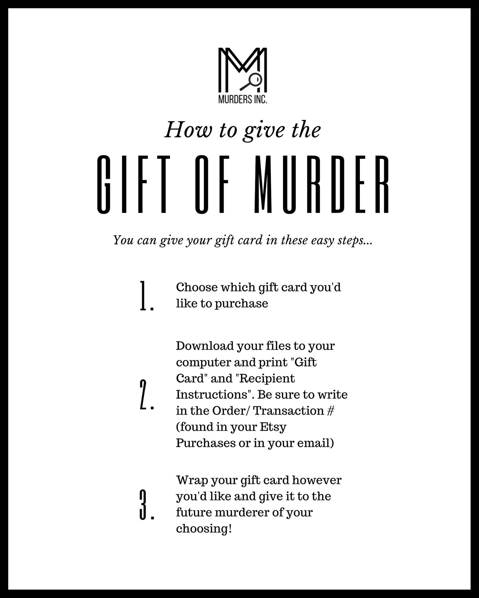 PDF Gift Card 31.99 Value Murder Mystery Party Gift Card - Etsy