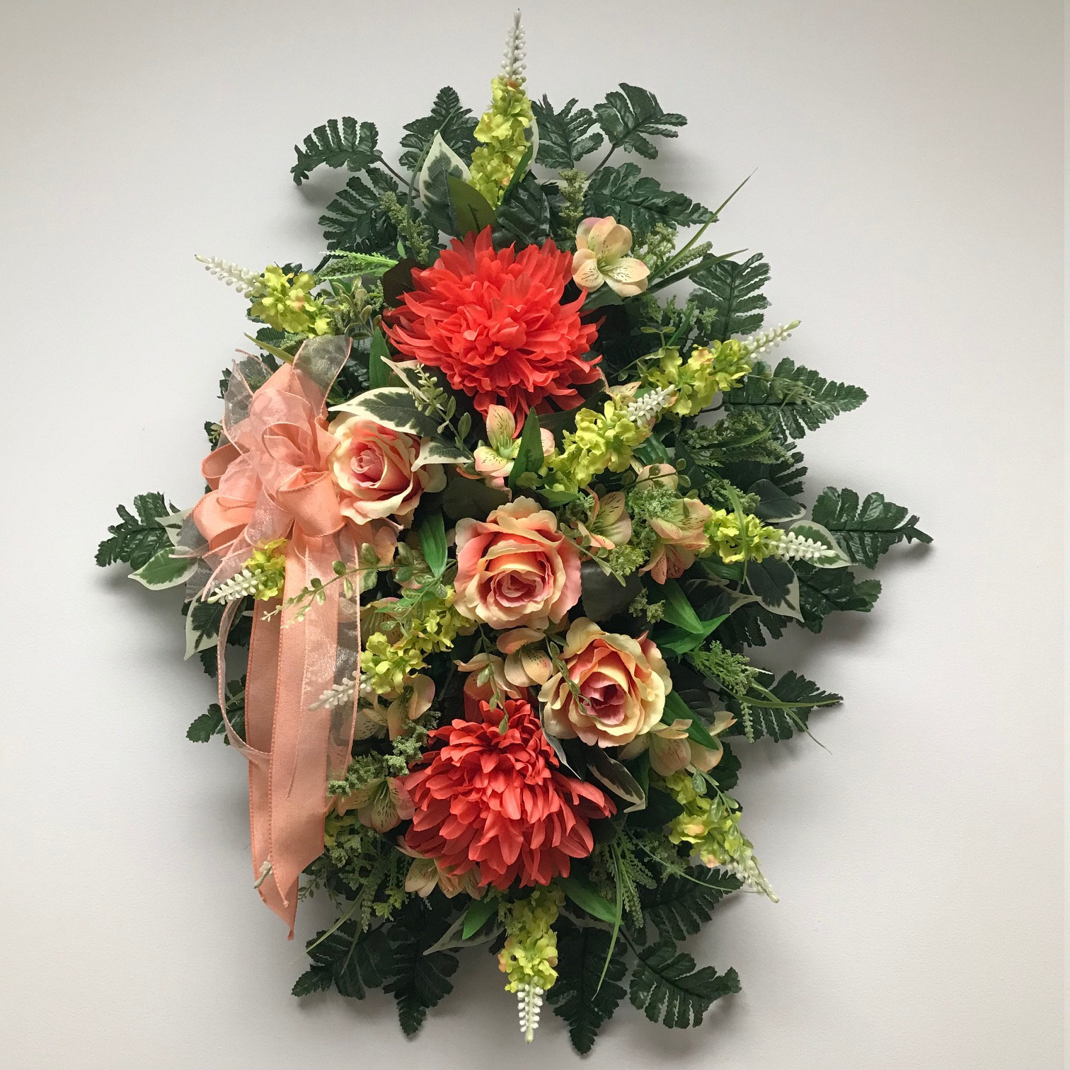 Spring Cemetery Spray With Metal Stand Included Peach Silk - Etsy