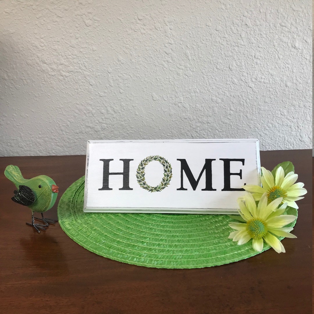 Home Sign, White Hand Painted Wood Sign, White Chalk Painted Sign ...