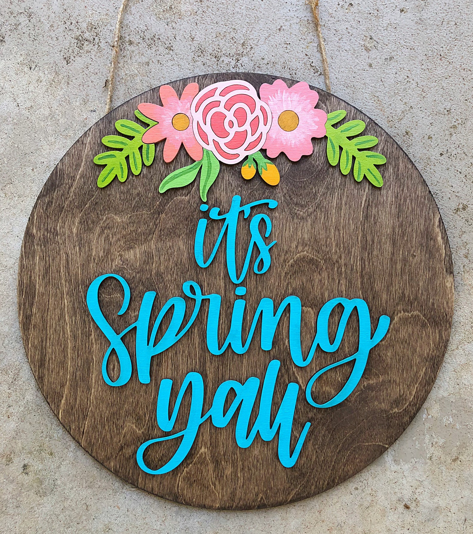 Round wood spring sign | Etsy