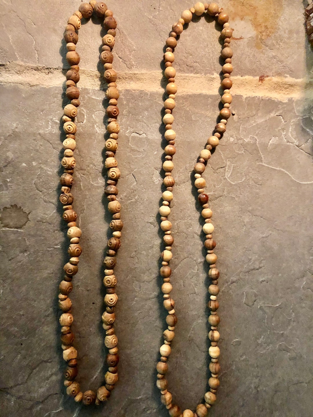 1950’s Israeli Olive Tree Prayer Beads or Necklace With Engraved ...