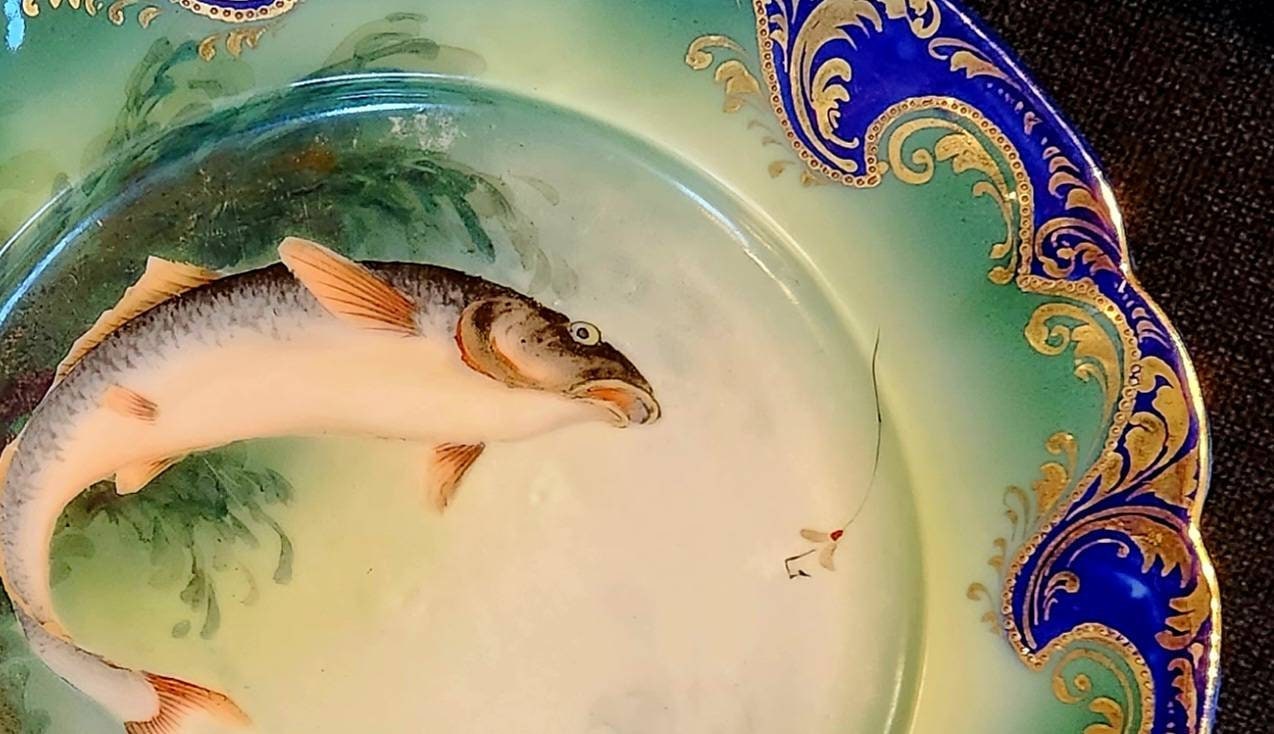 Beautiful Fish Plates Hand Painted UNMARKED - Etsy