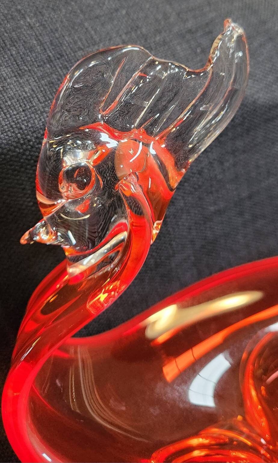 Mid Century Glass Art - Murano Lorraine Chalet Glass Bird Bowl ...
