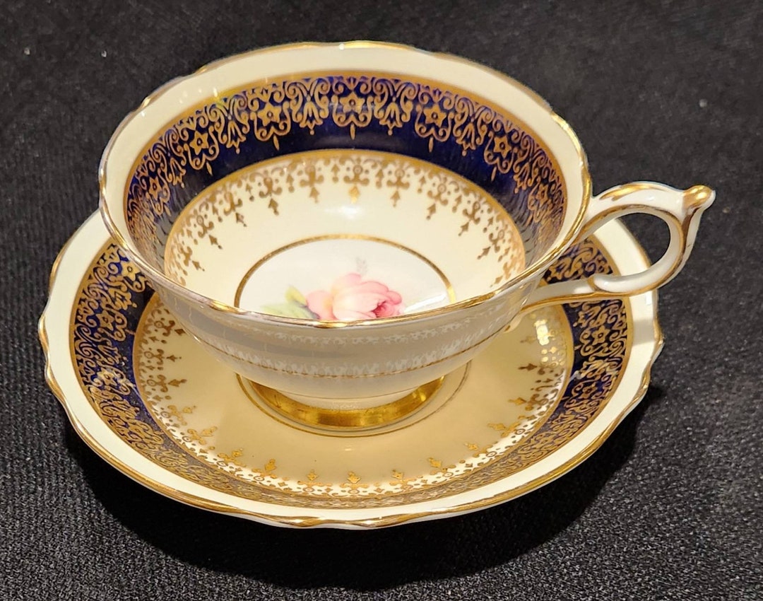 Paragon Double Warrant Cobalt Blue Rose Tea Cup and Saucer - Etsy