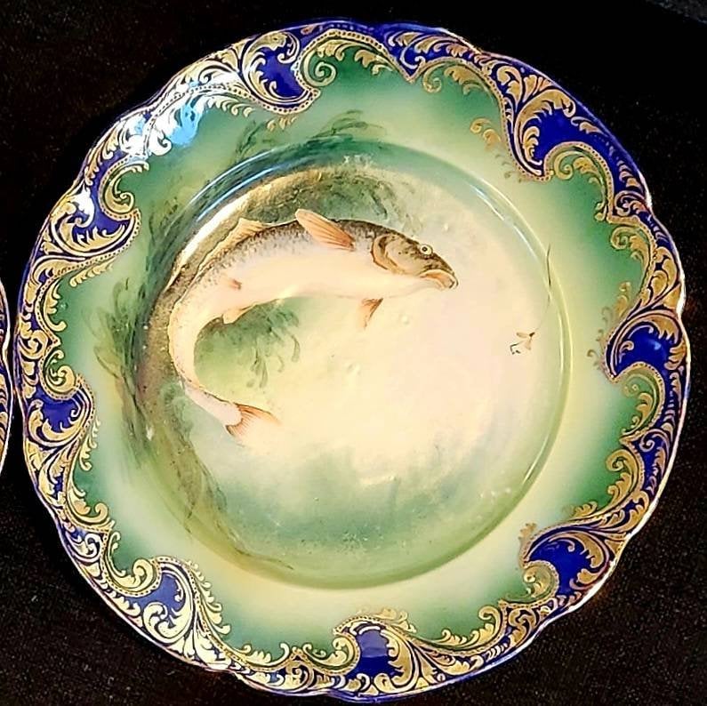 Beautiful Fish Plates Hand Painted UNMARKED - Etsy