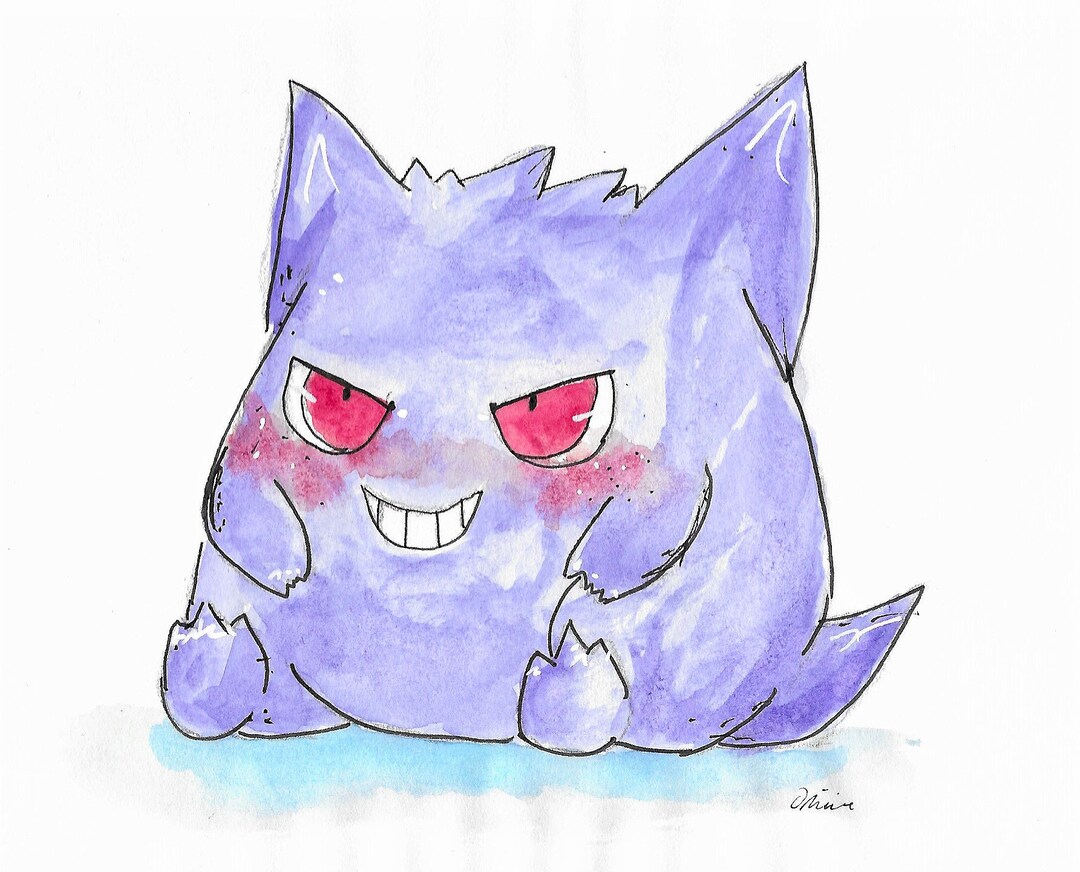 Gengar Watercolor Painting - Etsy