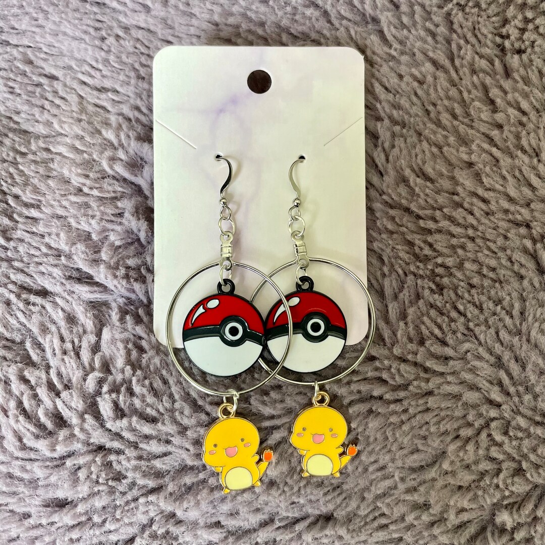 Charmander Pokéball Hoop Earrings - Etsy