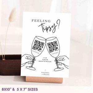 Feeling Tipsy Jar Sign - Tips Qr Code Wedding Sign Editable Template on ...