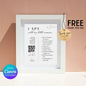 I Spy Wedding Game With QR Code Photo Scavenger Hunt Wedding Sign Card ...