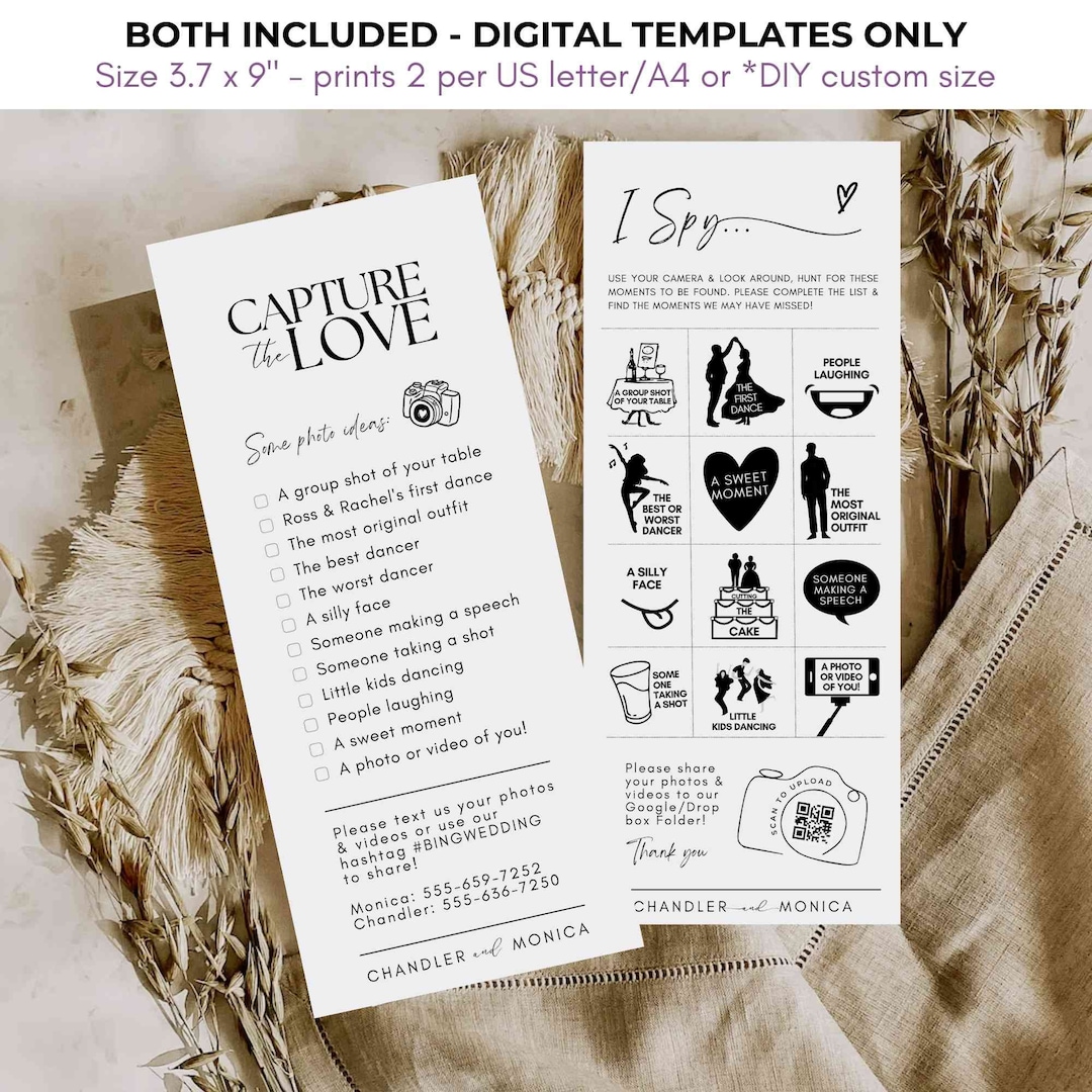 I Spy Wedding Game Capture the Love Photo Scavenger Hunt Wedding Game ...