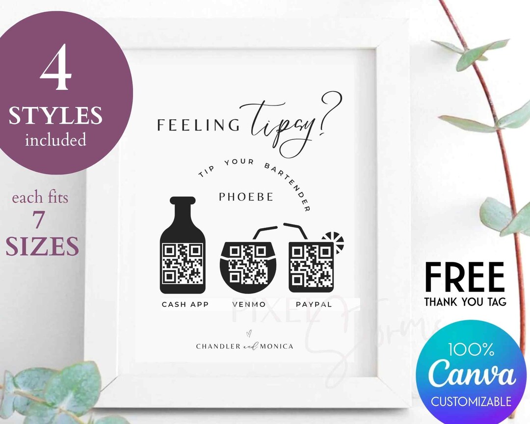 Feeling Tipsy Virtual Jar Sign Printable Tip Jar Signs Feelin - Etsy