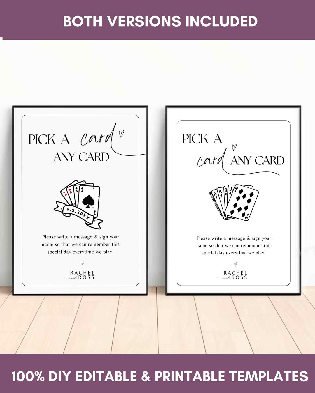 Playing Cards Guest Sign Please Sign Our Guestbook - Editable Sign ...