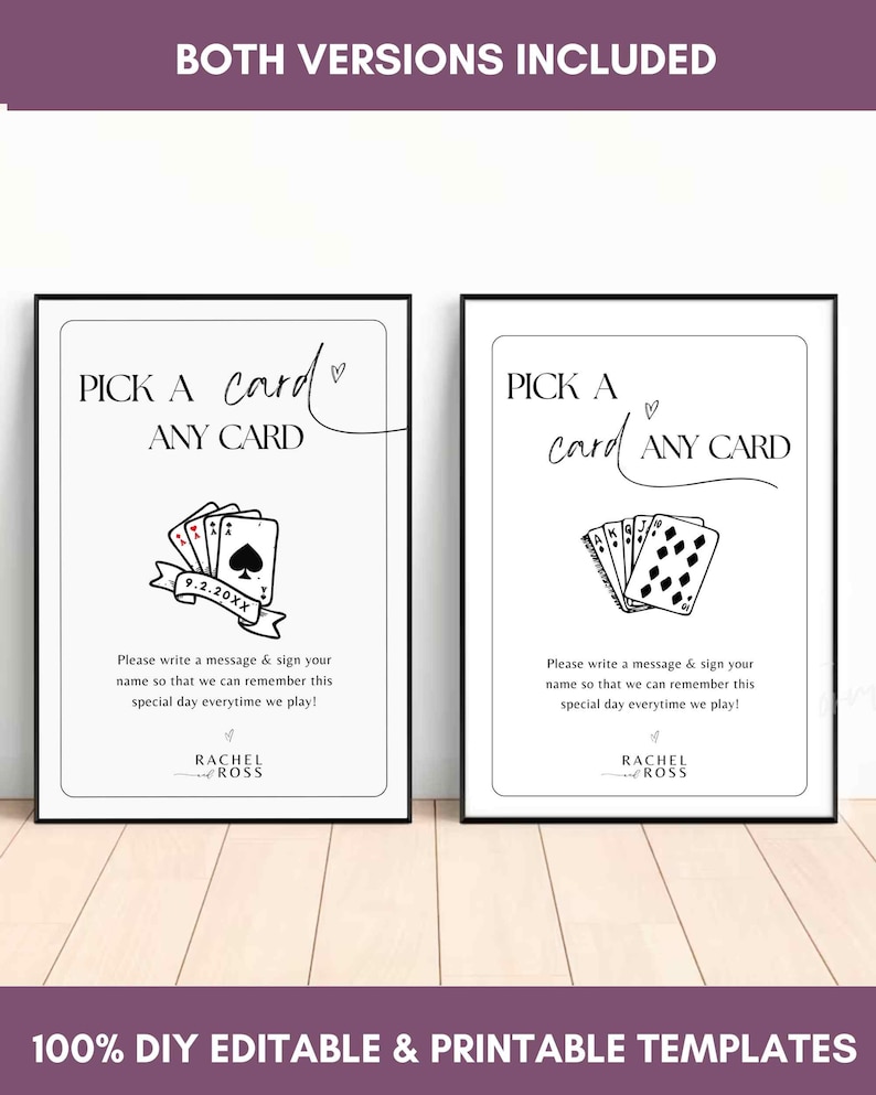 Playing Cards Guest Sign Please Sign Our Guestbook - Editable Sign ...