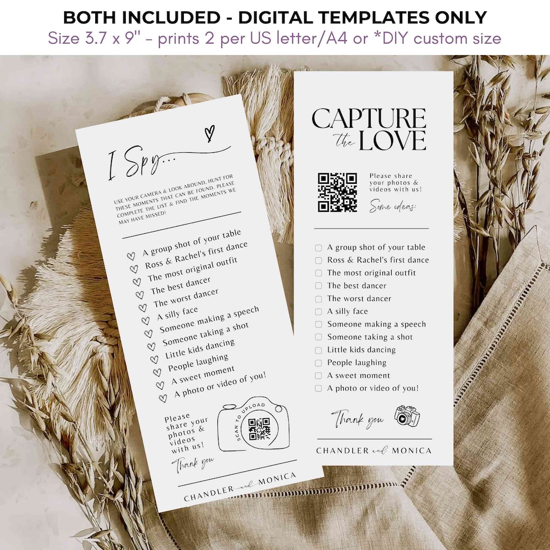 I Spy Wedding Game Capture the Love Photo Scavenger Hunt Wedding Game ...