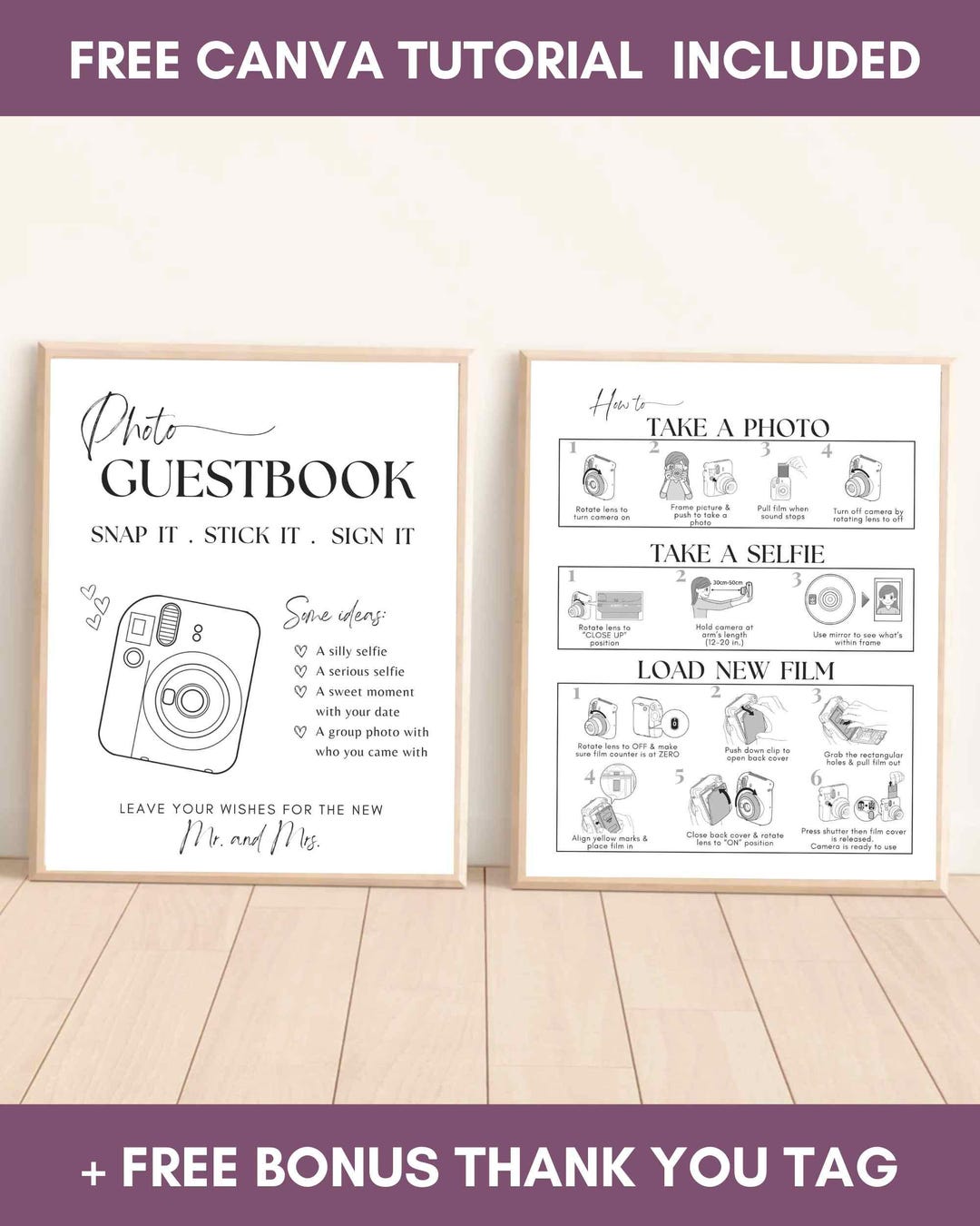 Polaroid Guest Book Sign Instax Mini 12 Instructions Sign and I Spy ...