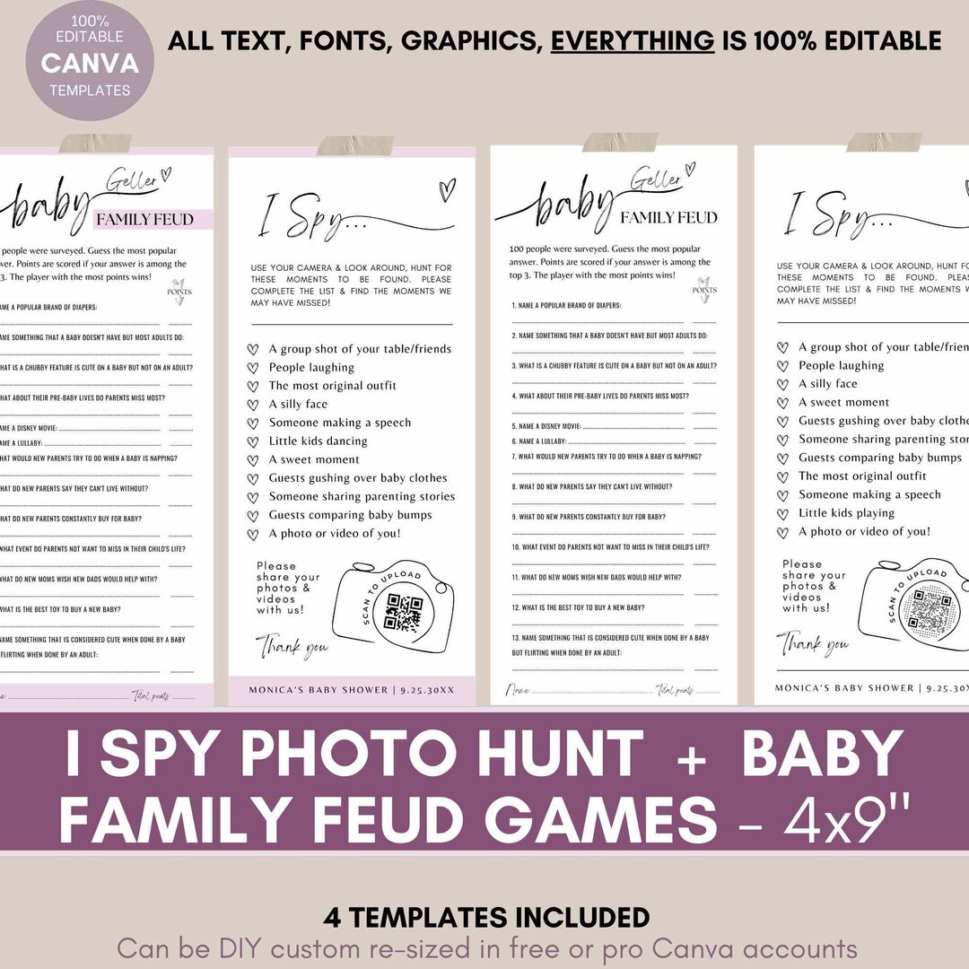Baby Shower Game Family Feud I Spy Photo Scavenger Hunt Feud - Etsy
