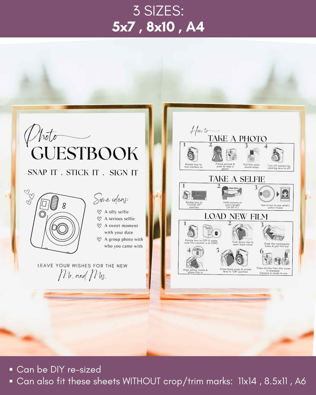Photo Guest Book Sign Instax Mini 12 Instructions Sign and I Spy Bundle ...