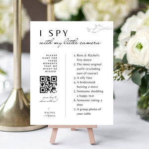 I Spy Wedding Game With QR Code Photo Scavenger Hunt Wedding Sign Card ...