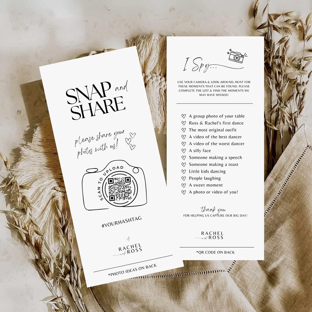 I Spy Wedding Game Template - Snap and Share Photo Hunt Card Scavenger ...
