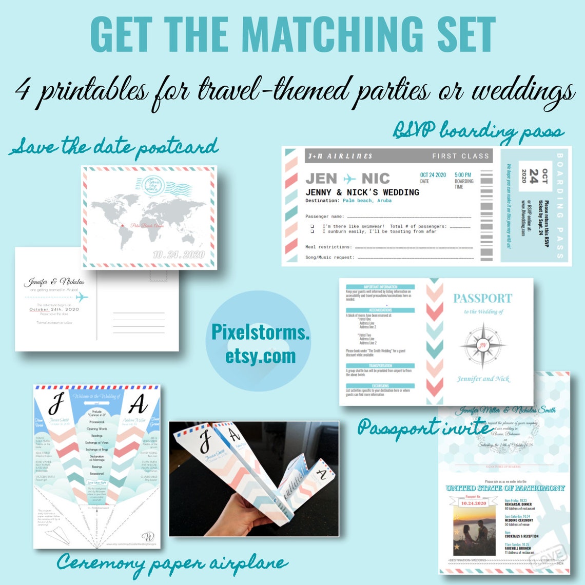 Printable Destination Travel Wedding Invitation Invite Save - Etsy