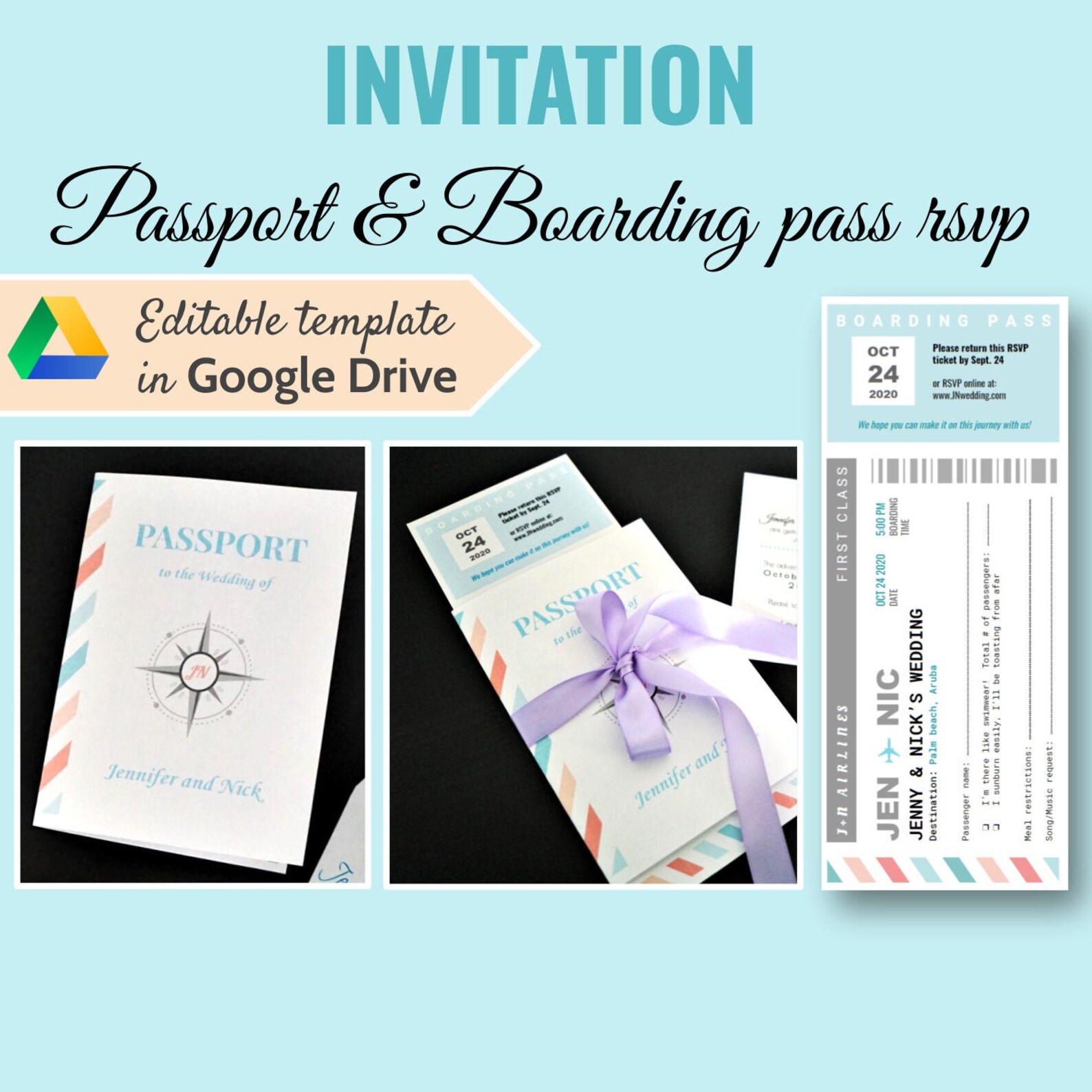 Printable Destination Travel Wedding Invitation Invite Save - Etsy