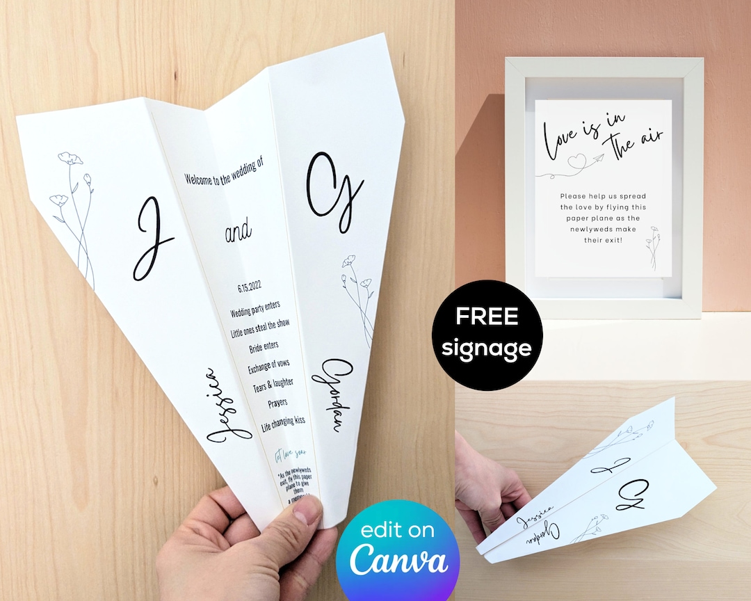 Paper Airplane Wedding Aviation Theme Wedding Program Sendoff - Etsy