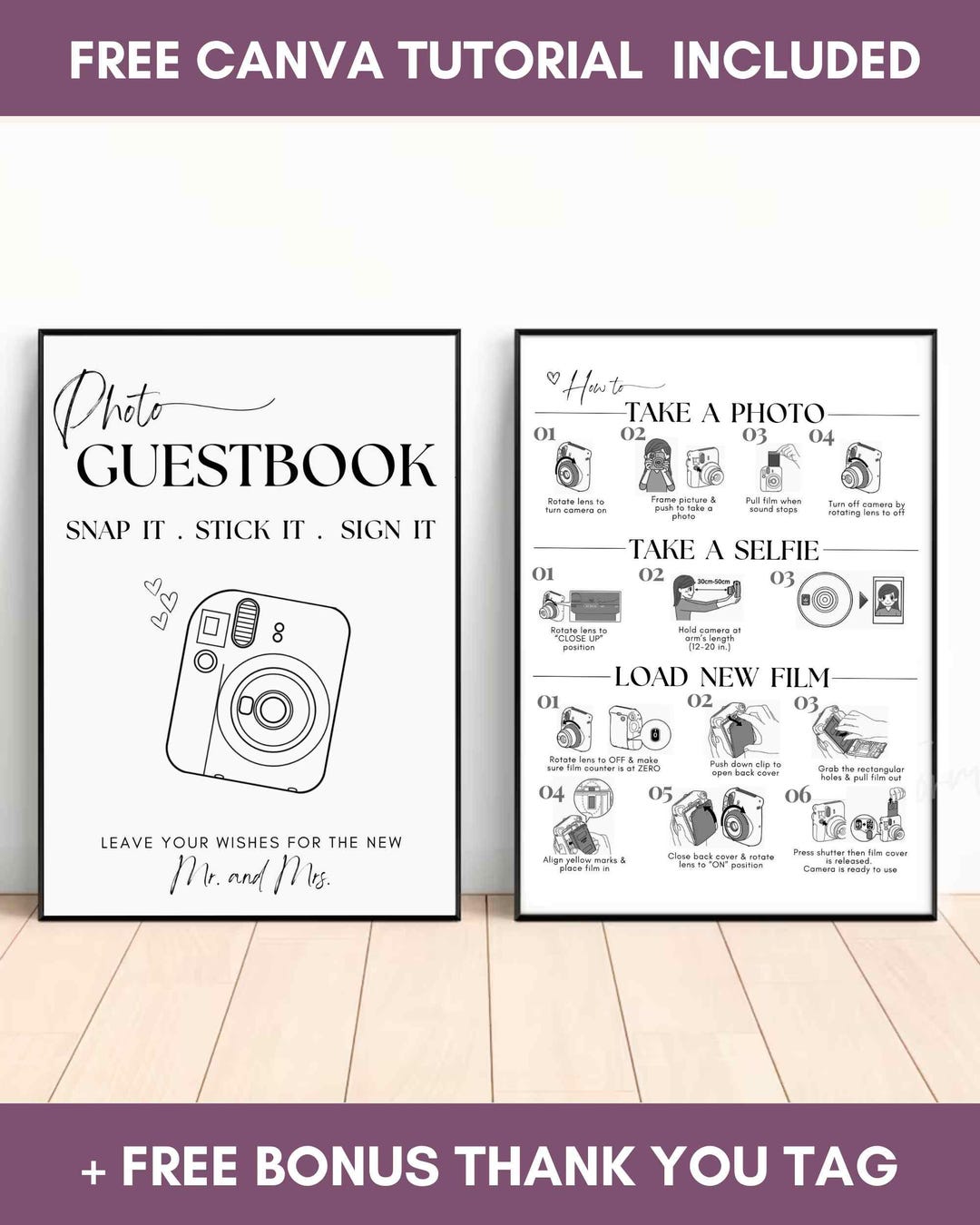 Wedding Photo Guest Book Sign Instant Mini 12 Instructions Instant ...