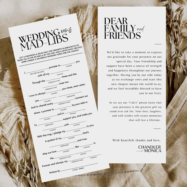 Wedding Vow Mad Libs - Etsy