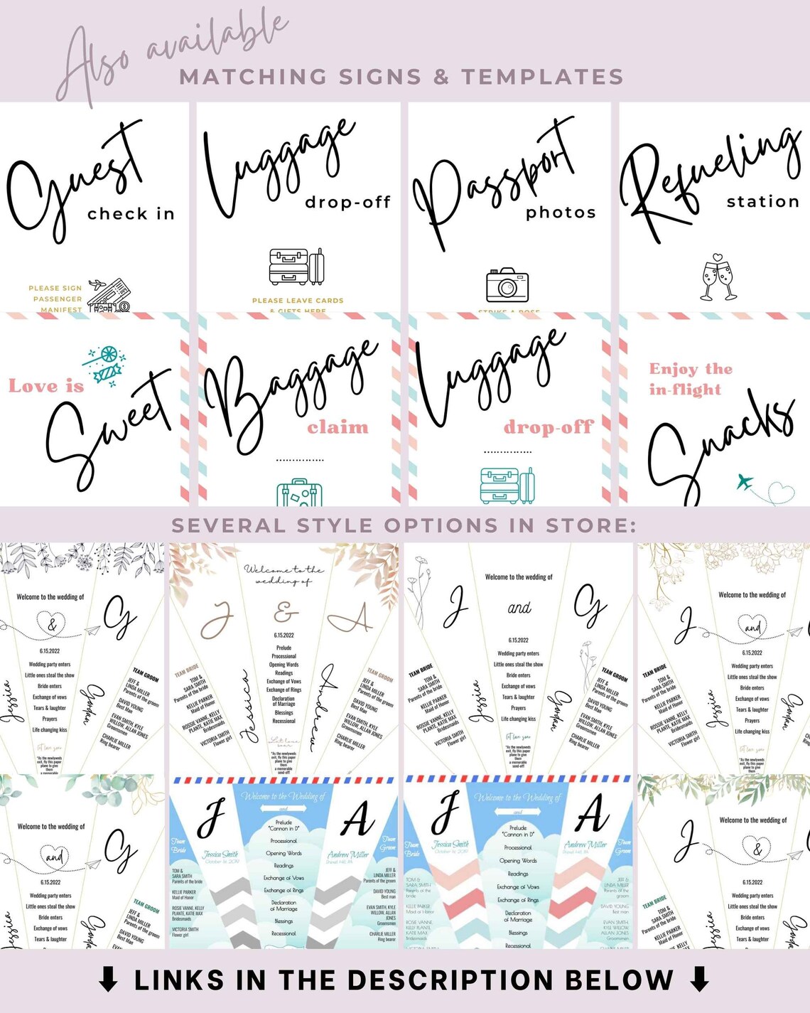 Wedding Paper Airplane Table Number, Order Events Timeline Menu Modern ...