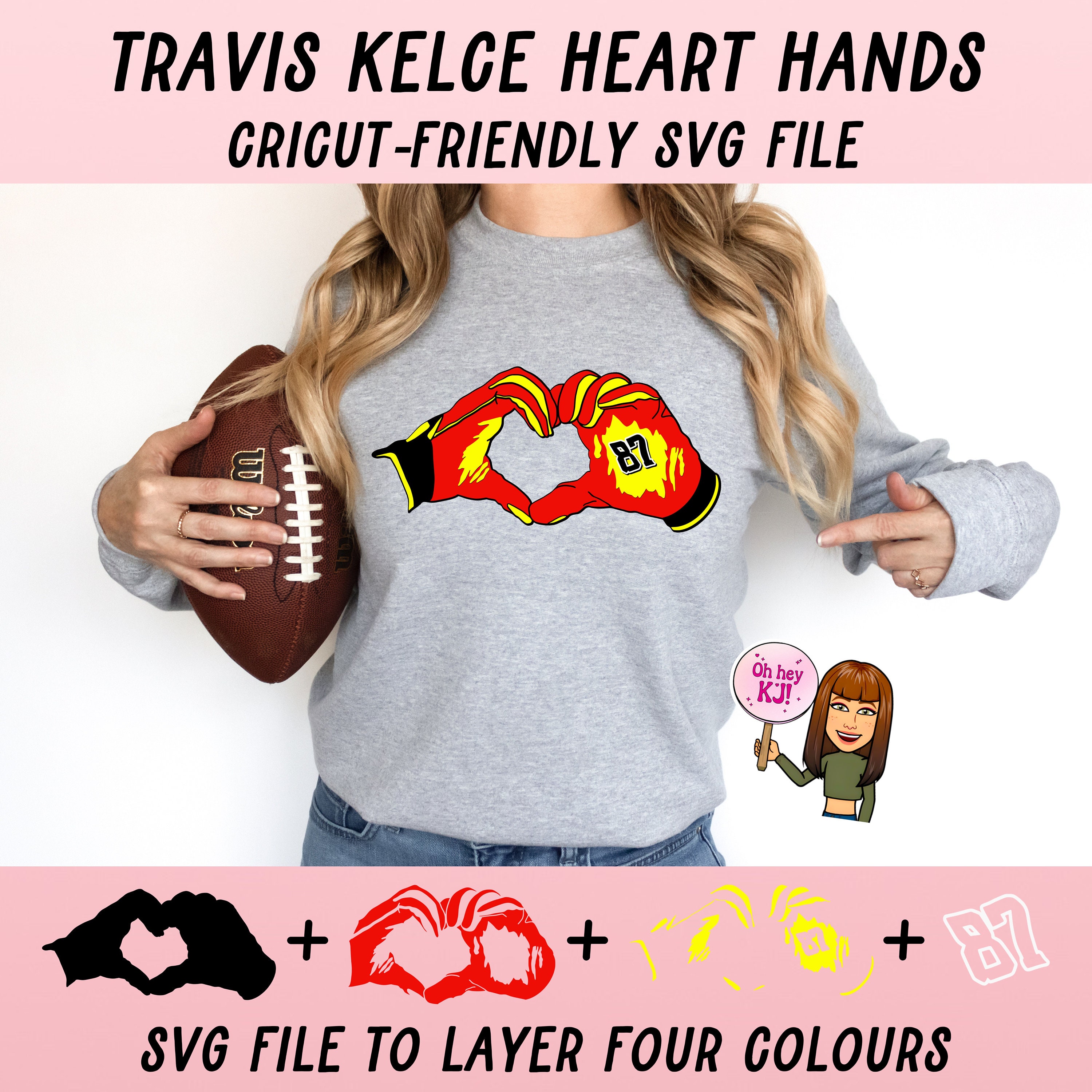 Travis Kelce Heart Hands SVG Downloadable Cut File for Cricut in My ...