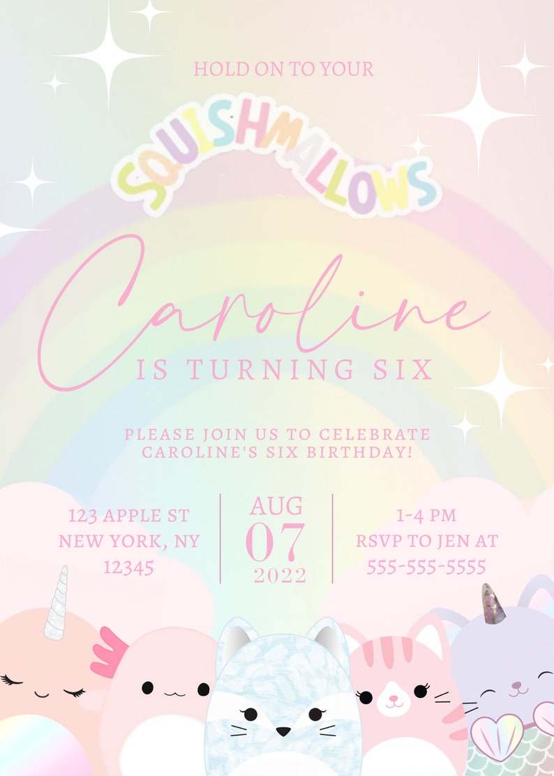 Squishmallow Birthday Invitation Self customizable Kids Etsy Australia