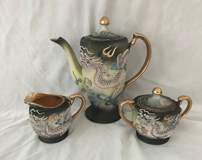 Vintage Japanese Dragonware Porcelain Tea Set - Etsy