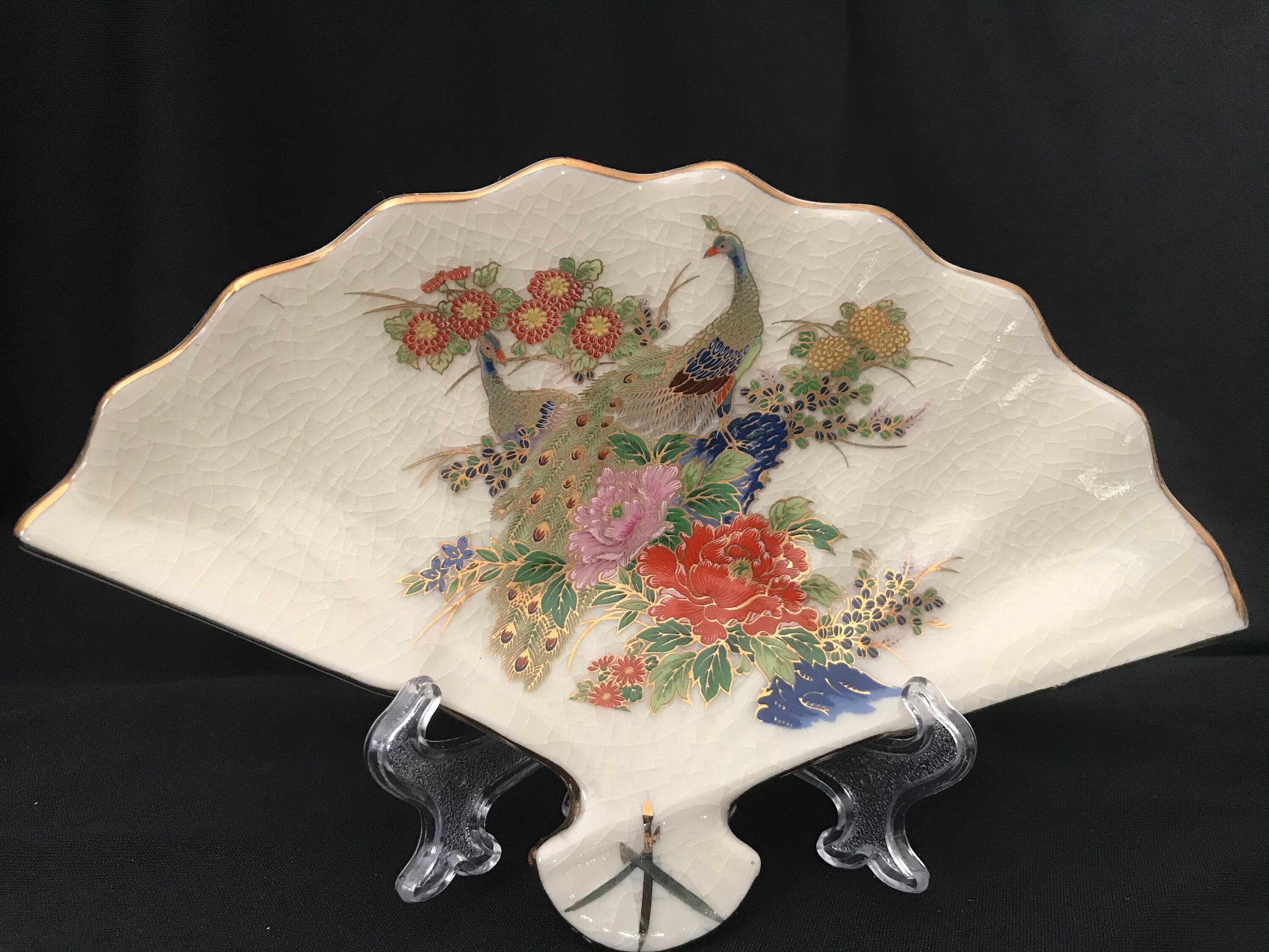 Vintage Fan Dish, Japanese Porcelain Plate - Etsy