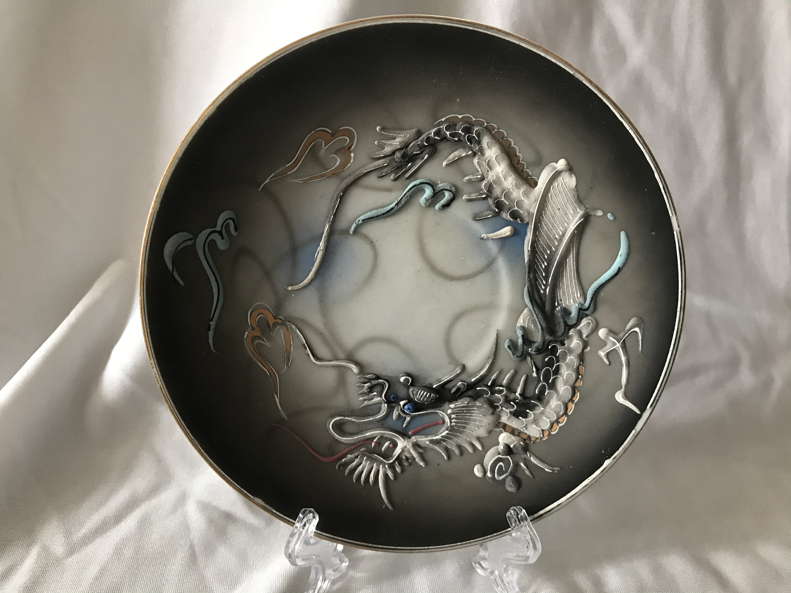 Vintage Pair Japanese Dragonware Moriage Porcelain Plates - Etsy