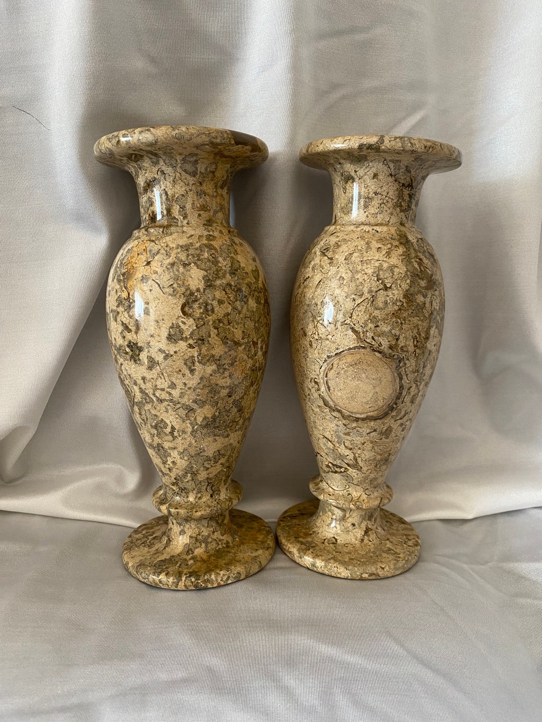 Pair of Carved Marble Vases - Etsy