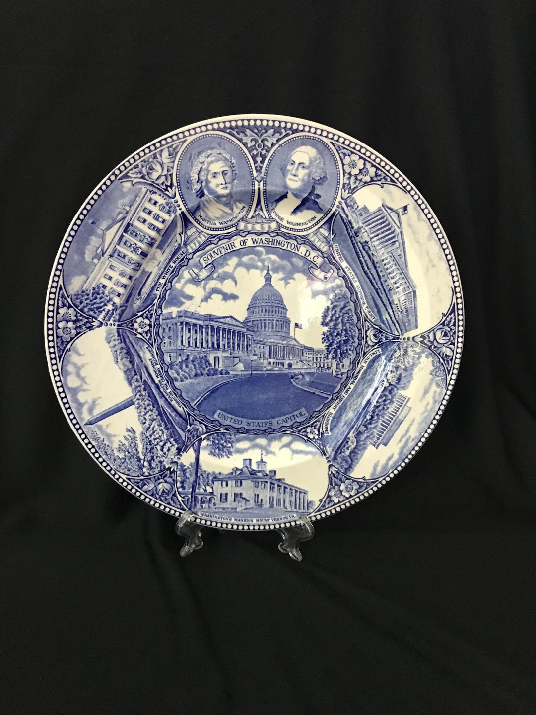 Vintage Blue and White the Washington Plate - Etsy