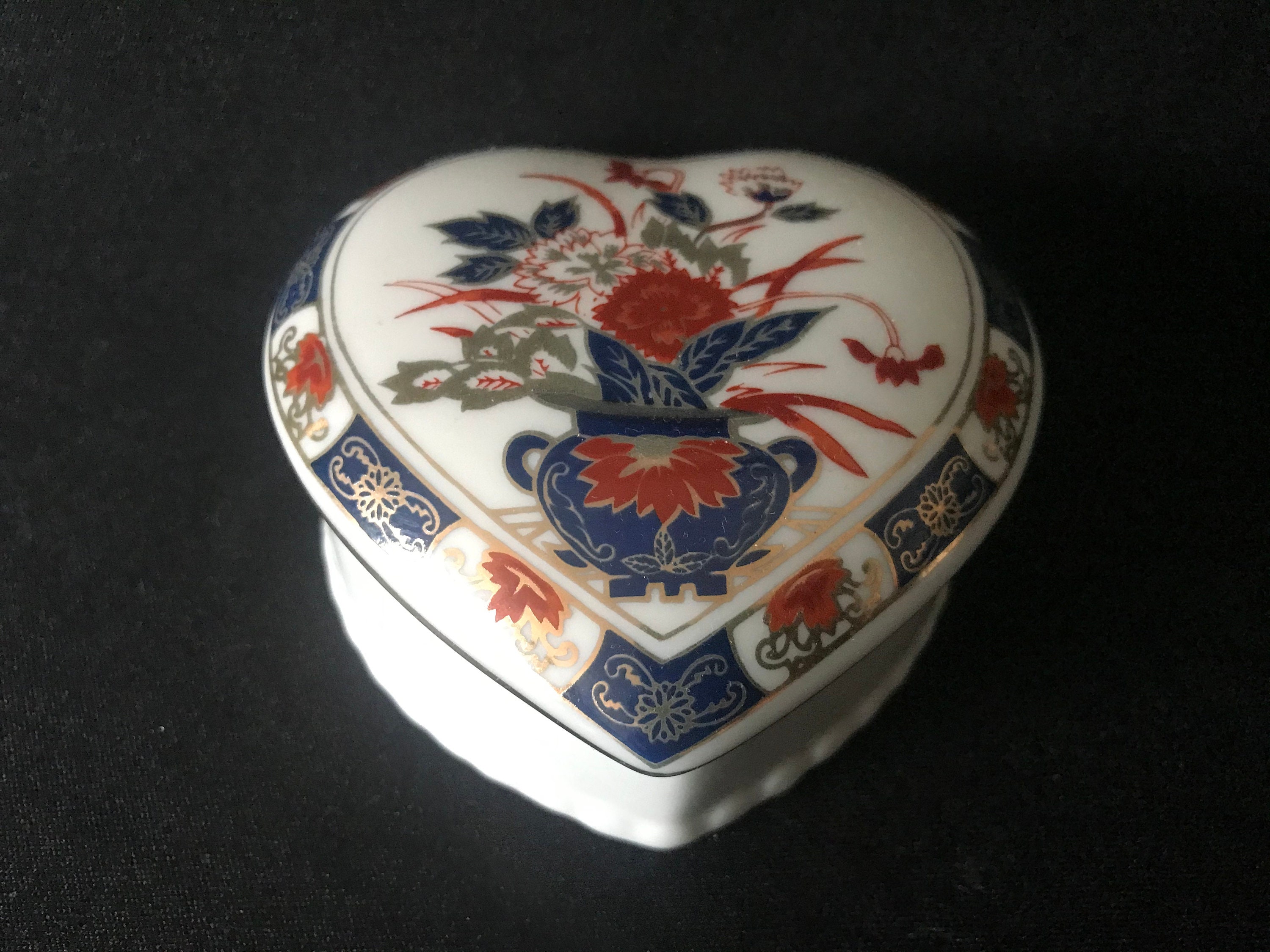 Japanese Imari Heart Shaped Porcelain Trinket Box, Jewelry Box - Etsy UK