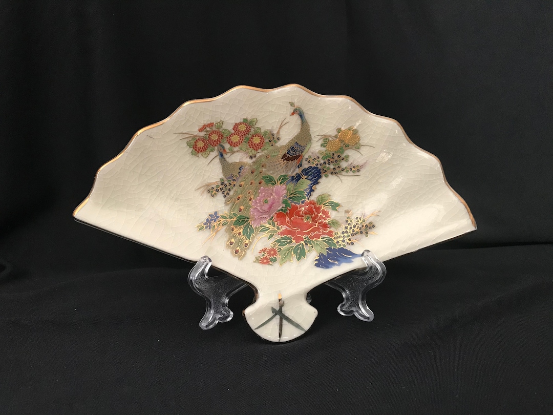 Vintage Fan Dish, Japanese Porcelain Plate - Etsy