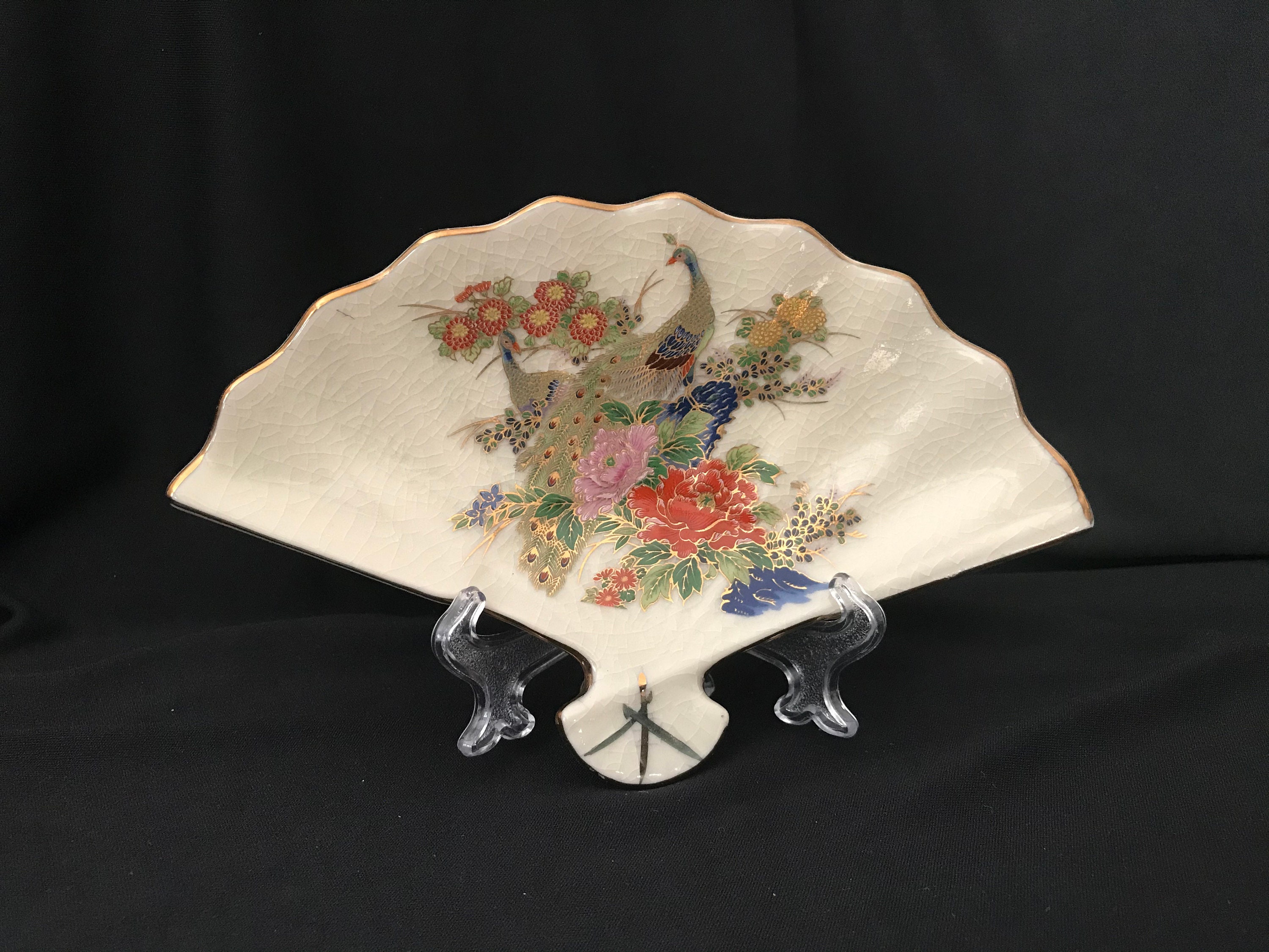 Vintage Fan Dish, Japanese Porcelain Plate - Etsy