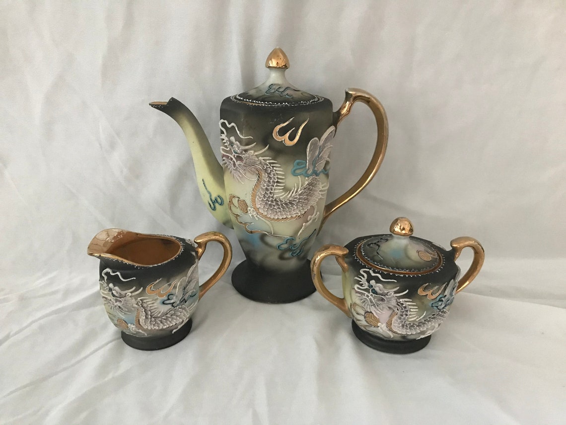 Vintage Japanese Dragonware Porcelain Tea Set - Etsy