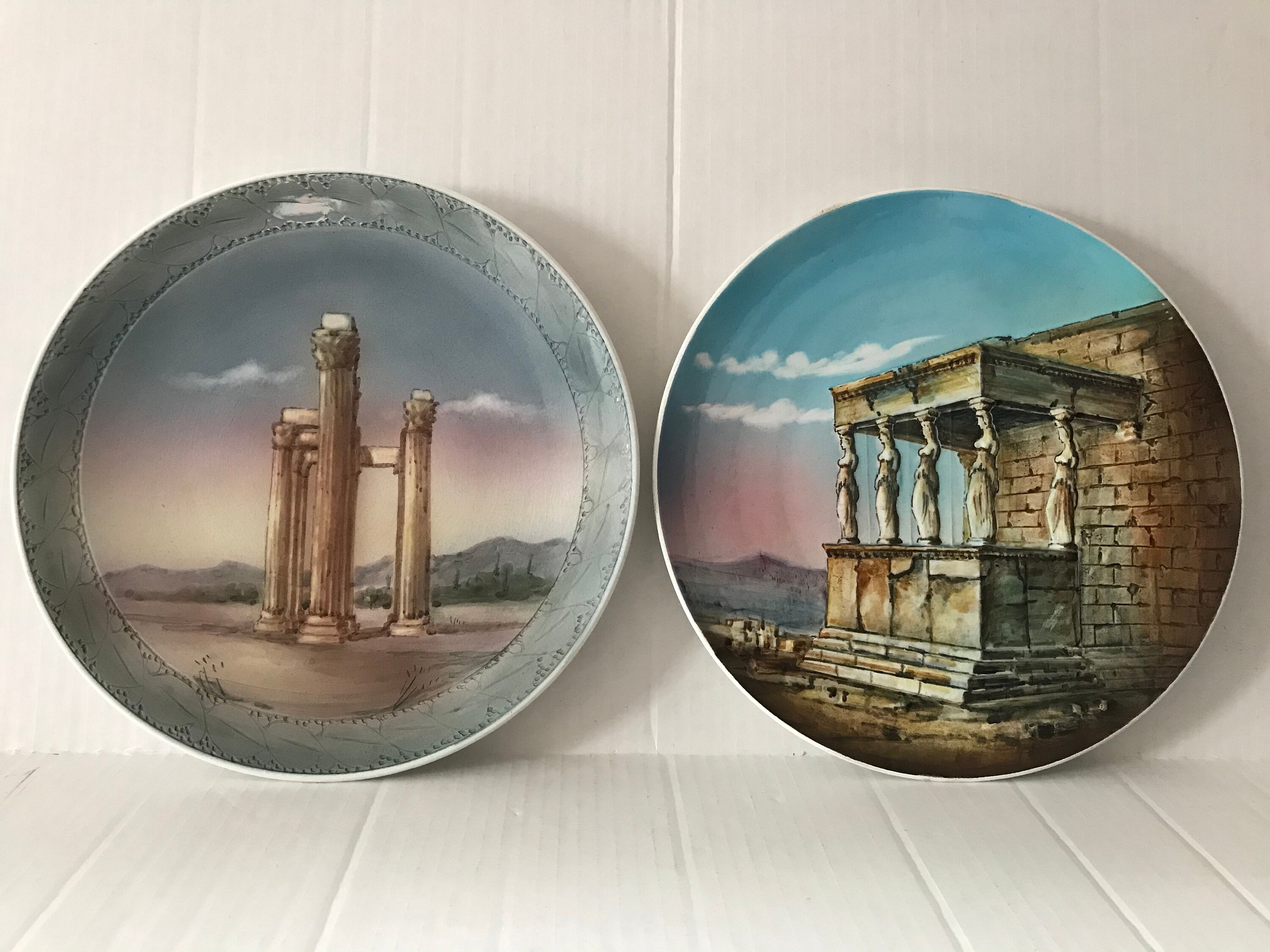 Lot of Two Vintage Large Greek Ceramic Plates - Etsy