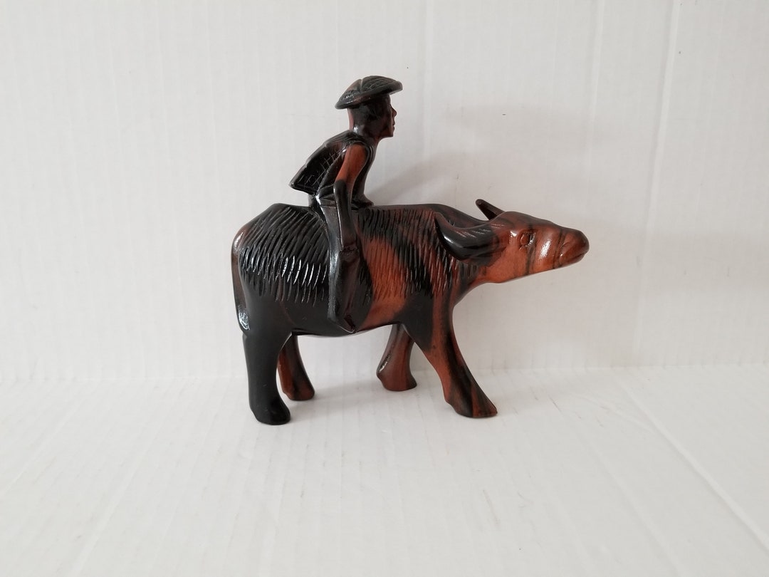 Cowboy Sitting on a Cow Wooden Statue - Etsy