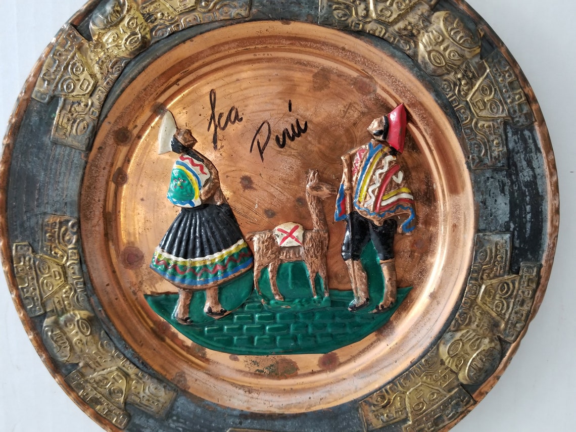 Peruvian Copper and Brass Decorative Plate - Etsy