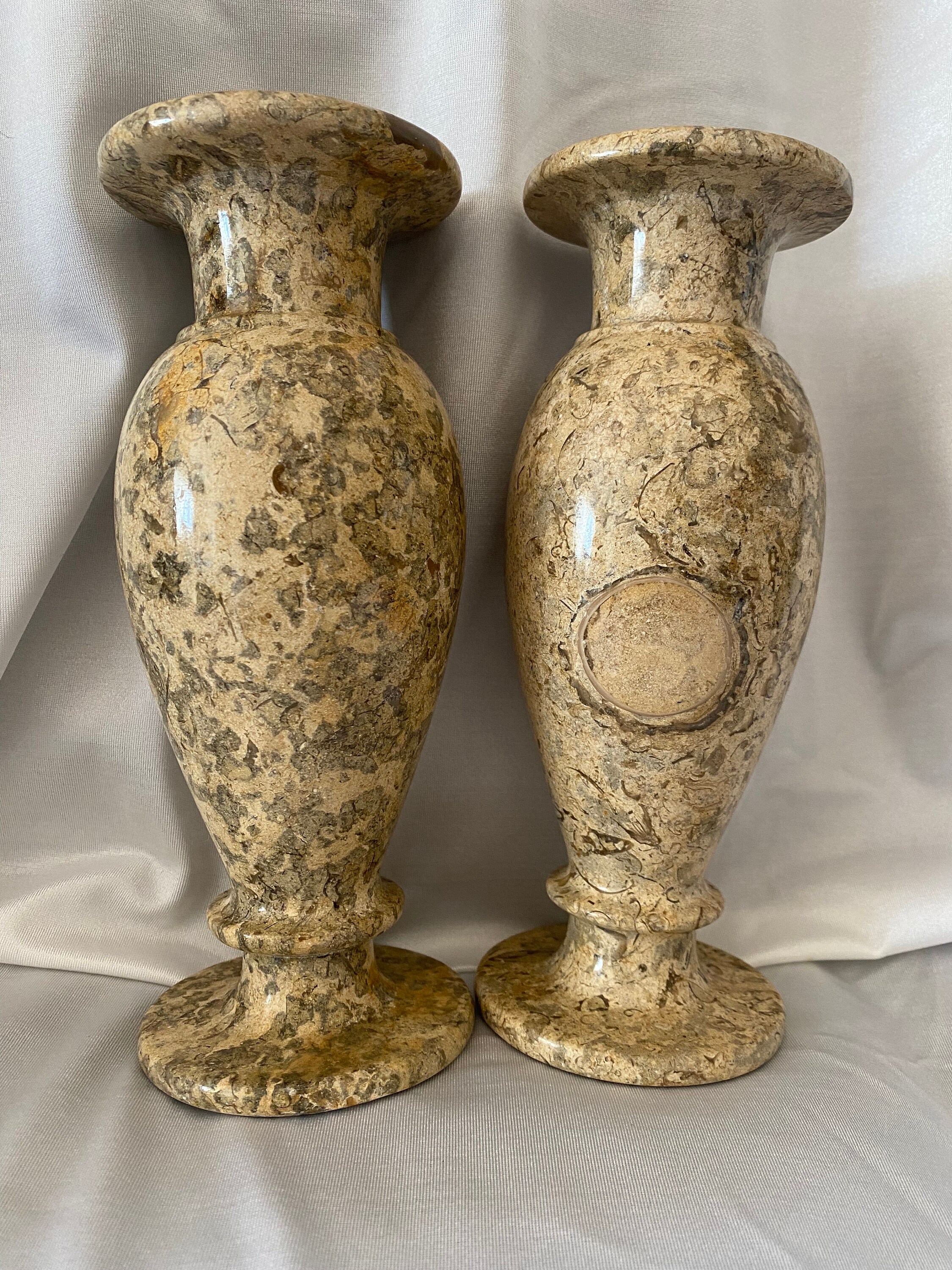 Pair of Carved Marble Vases - Etsy
