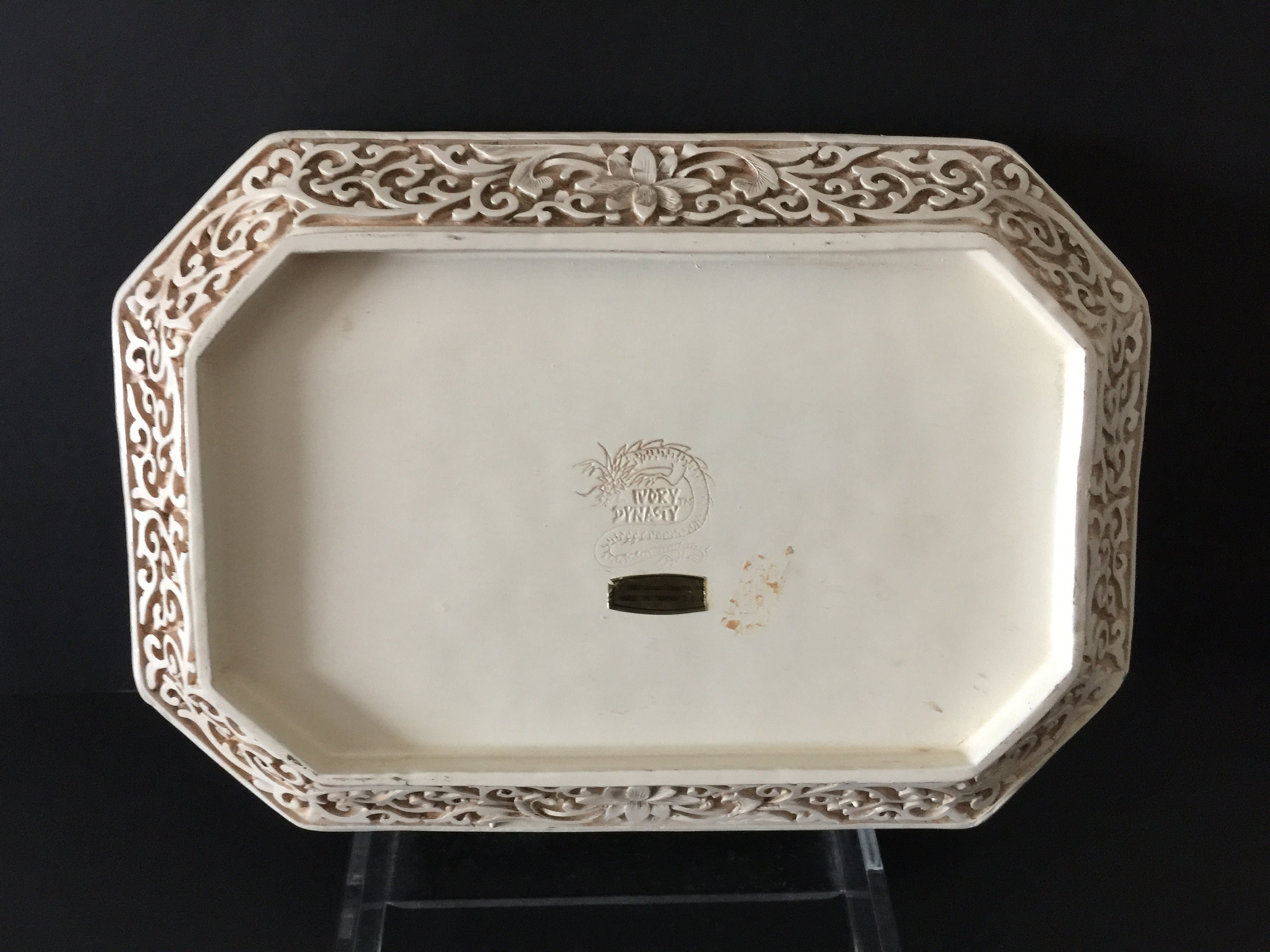 Ivory Dynasty Deep Carved Plate, Made in Taiwan - Etsy