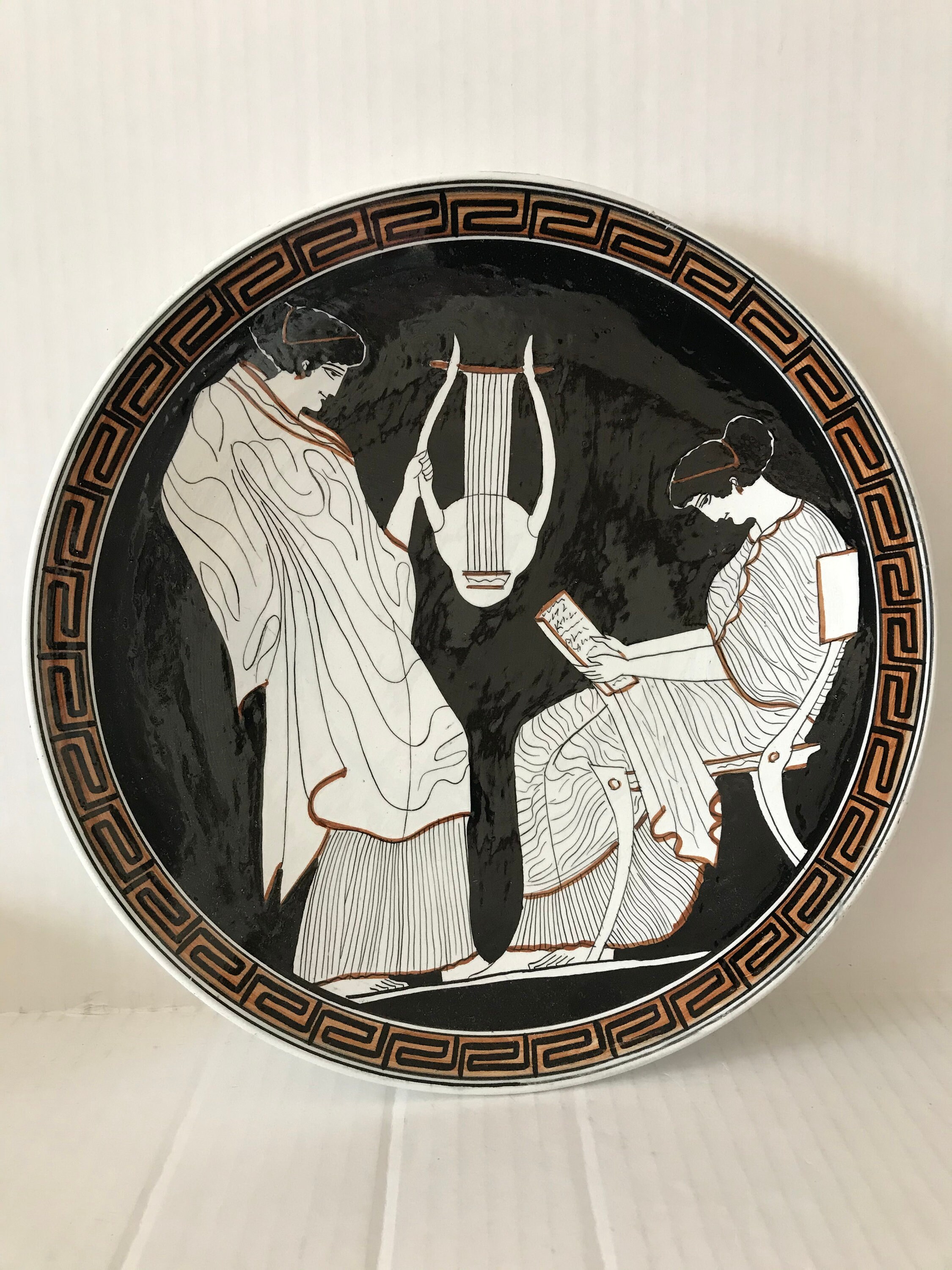 Vintage Large Greek Black Ceramic Plate - Etsy