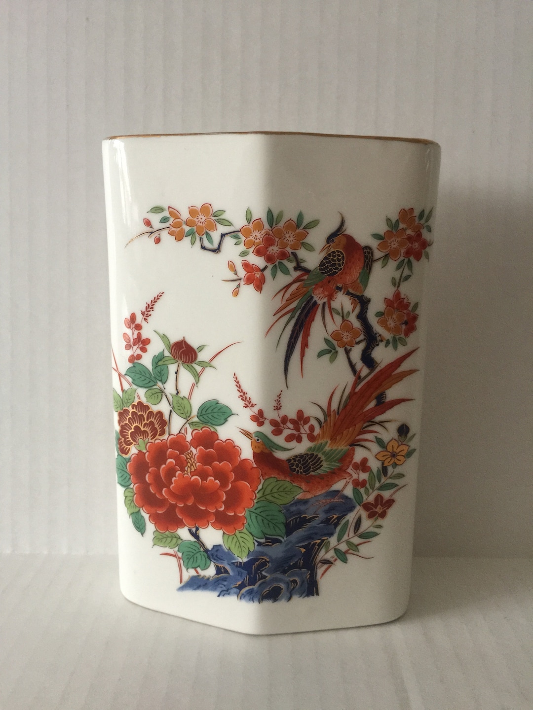 Kutani Oriental Garden Rhombus Vase, Made in Japan - Etsy