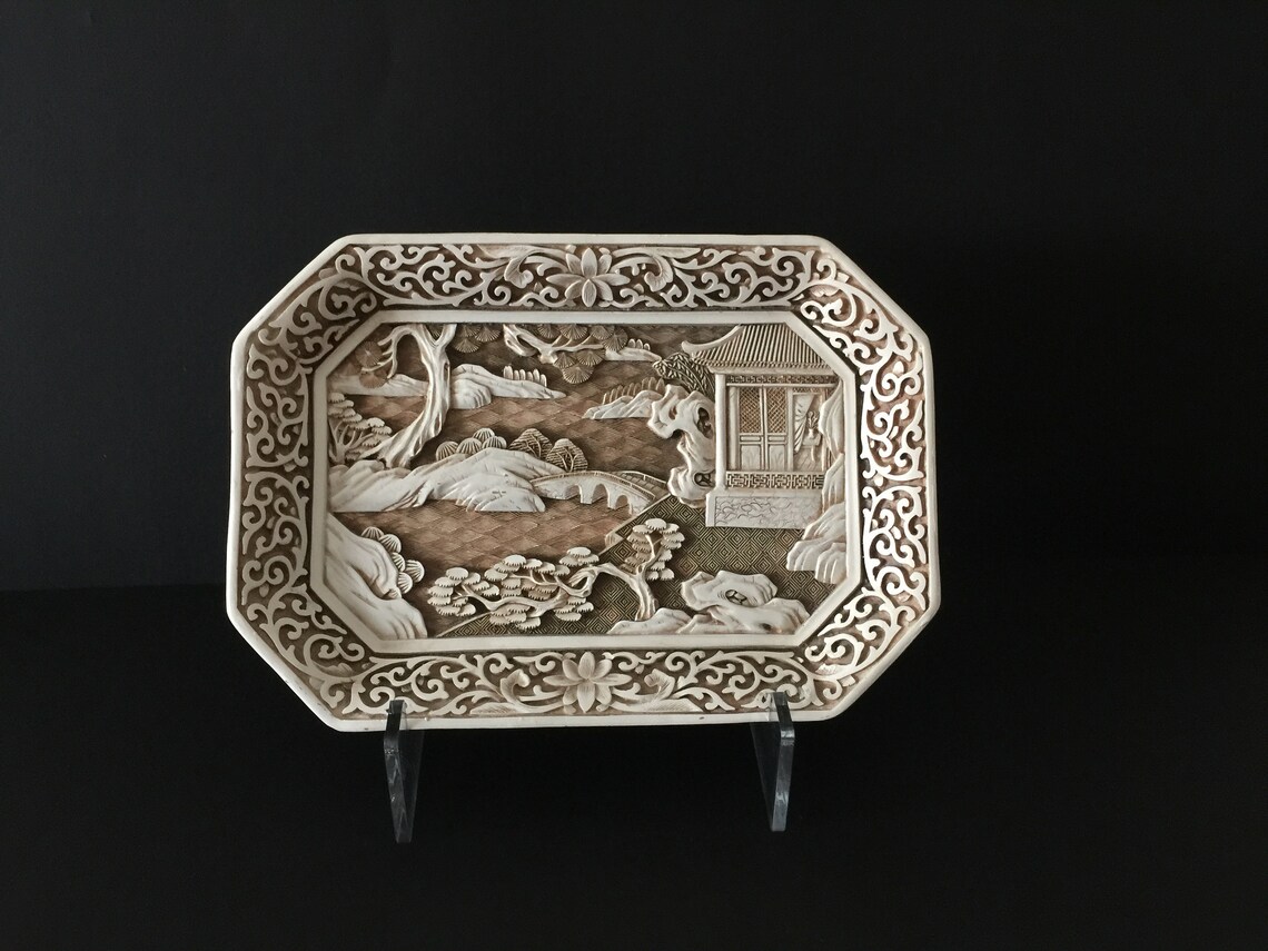 Ivory Dynasty Deep Carved Plate, Made in Taiwan - Etsy