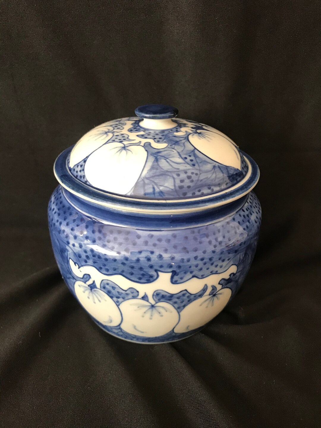 Vintage Blue and White Porcelain Sugar Box - Etsy
